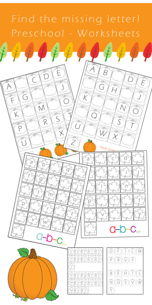 Preschool Alphabet Worksheets: Find the missing letter *Fall Edition ...