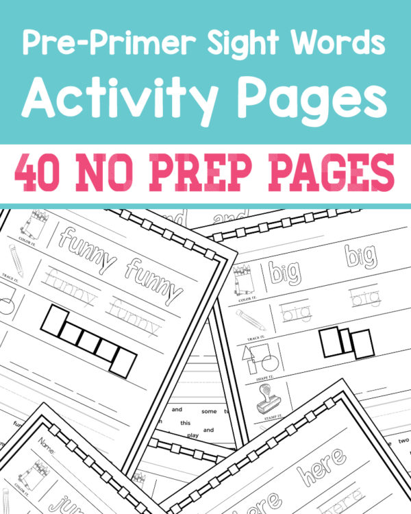Pre-Primer Sight Words - No Prep Worksheets - One Beautiful Home